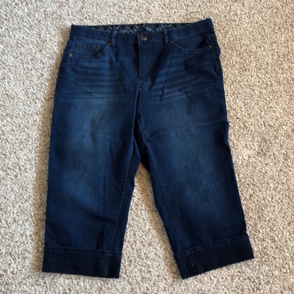 Faded Glory | Pants & Jumpsuits | Dark Denim Rolled Cuff Capris Euc | Poshmark
